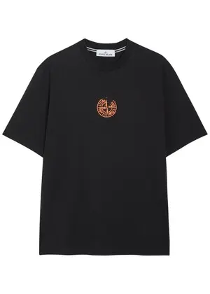 Stone Island Logo-print Cotton T-shirt - Black