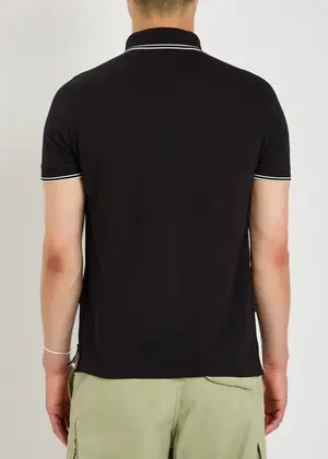 Stone Island Logo-appliquéd Piqué Cotton Polo Shirt - Black