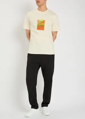 LES DEUX Court Printed Cotton T-shirt