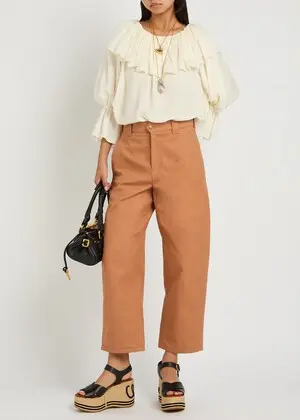 Chloé Barrel-leg Canvas Trousers