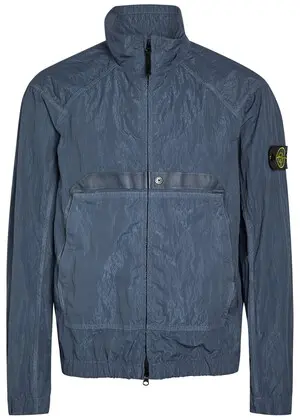 Stone Island Warp Crinkled Nylon Jacket - Blue Dark