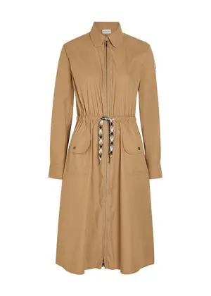 Moncler Drawstring Poplin Midi Shirt Dress