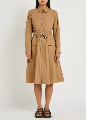 Moncler Drawstring Poplin Midi Shirt Dress