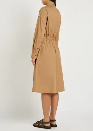Moncler Drawstring Poplin Midi Shirt Dress