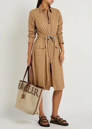 Moncler Drawstring Poplin Midi Shirt Dress