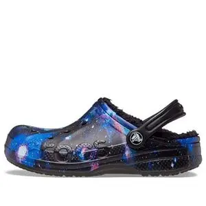 CROCS Baya Lined Fuzzy-strap Galaxy Clogs 'black Multi