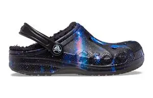 CROCS Baya Lined Fuzzy-strap Galaxy Clogs 'black Multi