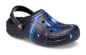 CROCS Baya Lined Fuzzy-strap Galaxy Clogs 'black Multi