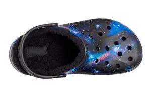 CROCS Baya Lined Fuzzy-strap Galaxy Clogs 'black Multi