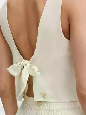 Guess Cropped Open-back Top With Bow Detail