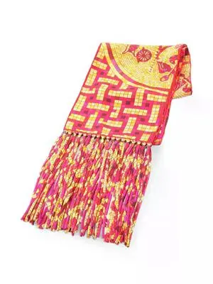 Hermès 2010s Mosaique Au 24 Fringe Scarf - Pink