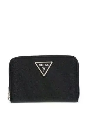 Guess Logo-plaque Zip-around Wallet - Black