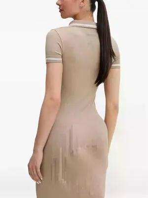 Guess 4g Logo Patterned Polo Collar Mini Dress