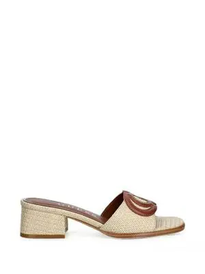 Guess Cerinna Logo Plaque Woven Block Heel Sandals