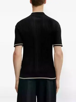 Filling Pieces Ribbed-knit Logo-embroidered Polo Shirt