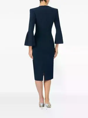 Jenny Packham Embellished Bow Bell-sleeve Midi Dress - Blue