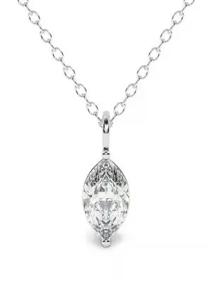 Diamond Essentials 14k White Gold Marquise-cut Lab-grown Diamond Solitaire Pendant Necklace - Silver