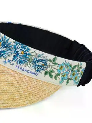 FERRAGAMO Spring-print Straw Visor