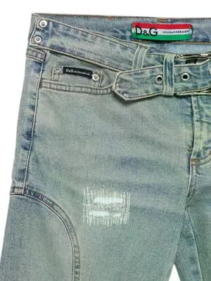 Dolce & Gabbana Belted Distressed Light Wash Jeans