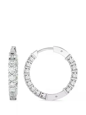 Diamond Essentials Laboratory-grown Diamond Hoop Earrings In 14k White Gold - Silver
