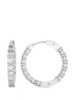 Diamond Essentials 14k White Gold Laboratory-grown Diamond Hoop Earrings - Silver