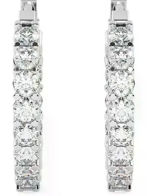 Diamond Essentials 14k White Gold Laboratory-grown Diamond Hoop Earrings