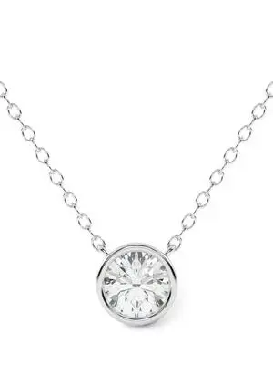 DIAMOND ESSENTIALS 14k White Gold Solitaire Diamond Pendant Necklace