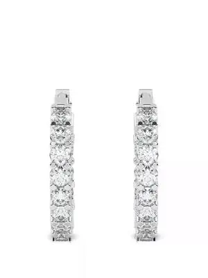 DIAMOND ESSENTIALS 14k White Gold 2.0 Carat Diamond Hoop Earrings
