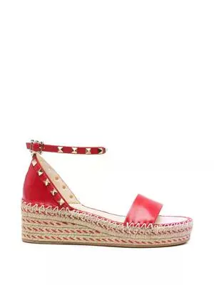 Valentino Garavani Rockstud Espadrille Wedge Sandals