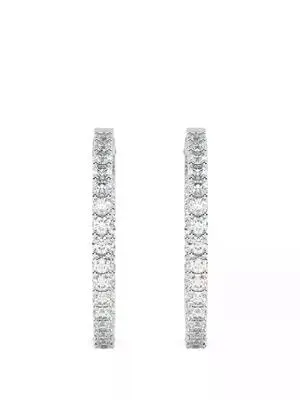 Diamond Essentials 14k White Gold Diamond Hoop Earrings - Silver