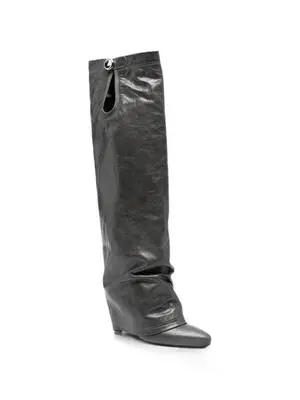 Attico Grained Knee-high Boots - Grey