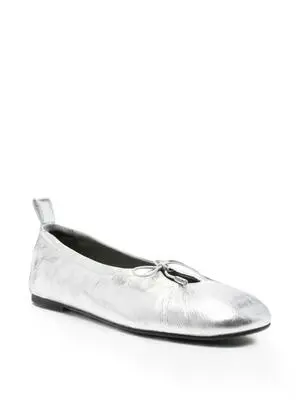 ALOHAS Rosalind Shimmer-finish Leather Ballet Flats - Silver