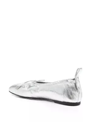 ALOHAS Rosalind Shimmer-finish Leather Ballet Flats - Silver