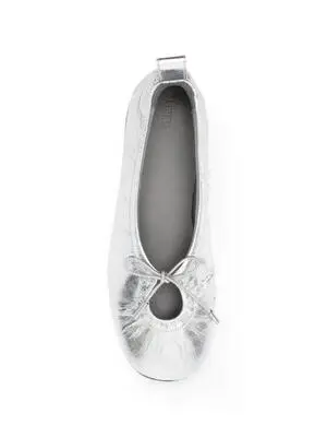 ALOHAS Rosalind Shimmer-finish Leather Ballet Flats - Silver