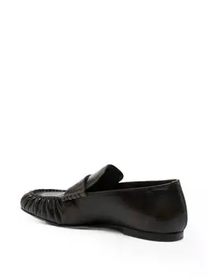 ALOHAS Aven Ruched Detailing Leather Loafers - Brown