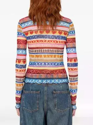 Moschino Printed Mesh Long Sleeve T-shirt