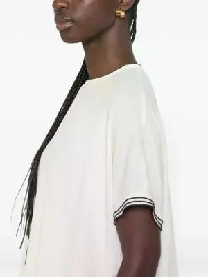 Fabiana Filippi Striped Trim Short-sleeve Top - Neutrals