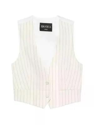 DONDUP Pinstripe Cropped Waistcoat - Neutrals