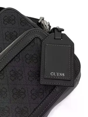 Guess Monogram Print Logo Plaque Messenger Bag