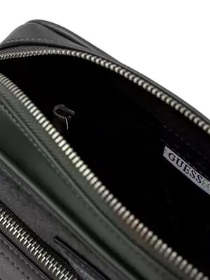 Guess Monogram Print Logo Plaque Messenger Bag