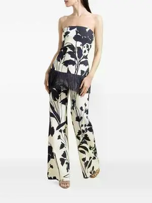 Cara Cara Pisa Floral Print Wide Leg Trousers - Neutrals