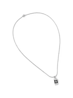 Guess Logo Plaque Pendant Necklace - Silver