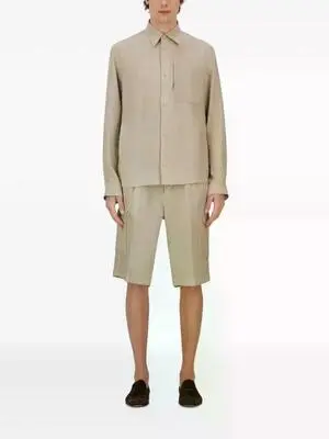 Herno Linen Fade Effect Cargo Shorts