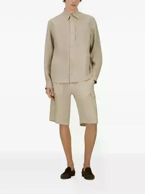 Herno Linen Fade Effect Cargo Shorts