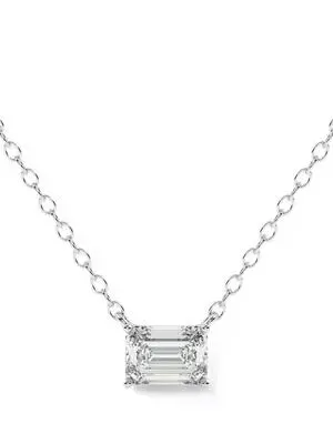 Diamond Essentials Emerald-cut Necklace In 14k White Gold - Silver