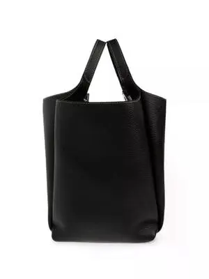 TOD'S Grained Leather Bucket Bag With Logo Plaque - Black