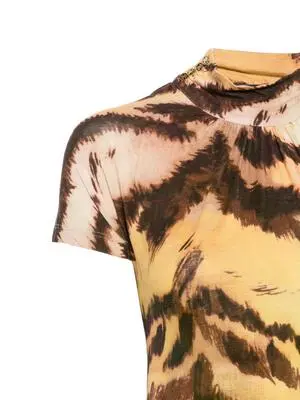 Roberto Cavalli 2000s Tiger Print High Neck T-shirt