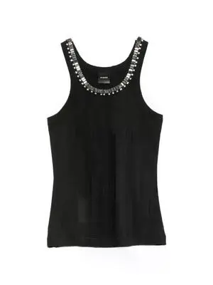 Pinko Crystal-embellished Ribbed Racerback T-shirt