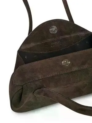 Yuzefi Mini Oyster Shoulder Bag In Suede - Brown