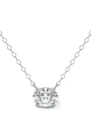 DIAMOND ESSENTIALS 14k White Gold Oval-cut Laboratory-grown Diamond Necklace - Silver